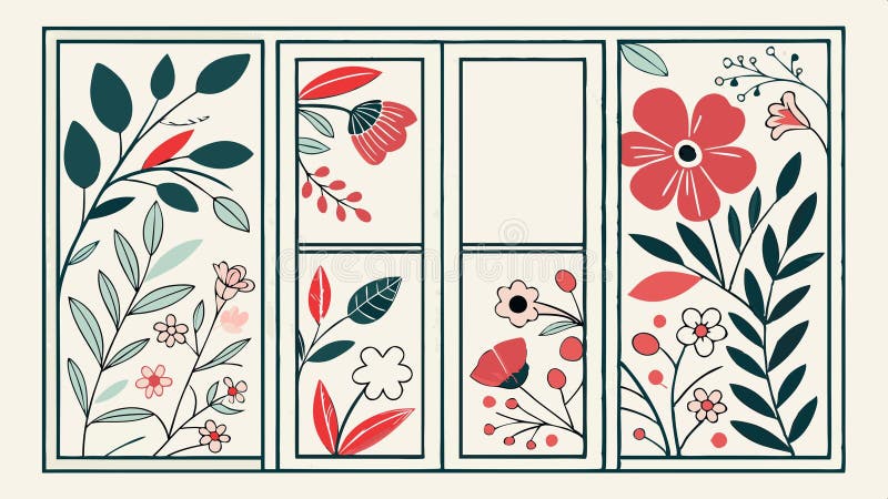 Floral Window Panel Design, Decorative and Elegant Interior Element ...