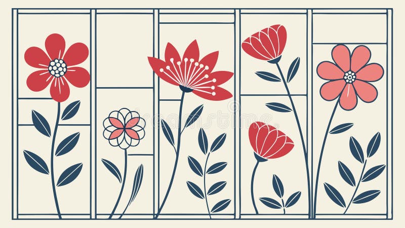 Floral Window Panel Design, Vector Design Generative AI Stock Vector ...