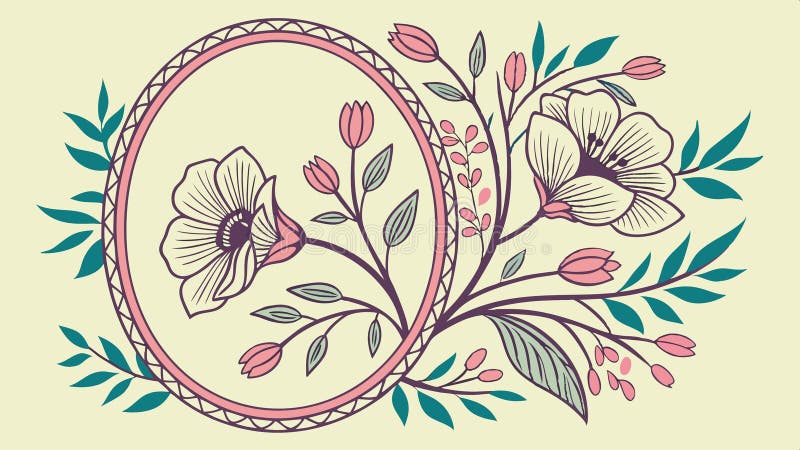 Floral Wreath Circle Frame, Decorative Border and Botanical Ornament ...
