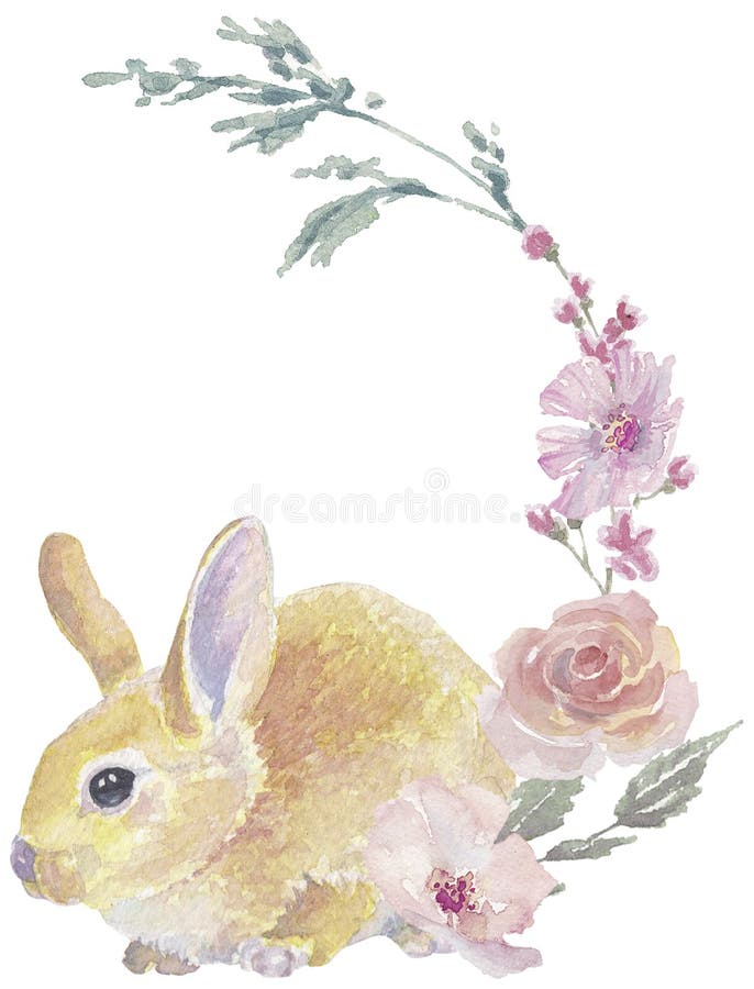Yellow easter bunny wreath stock illustration. Illustration of leaves ...