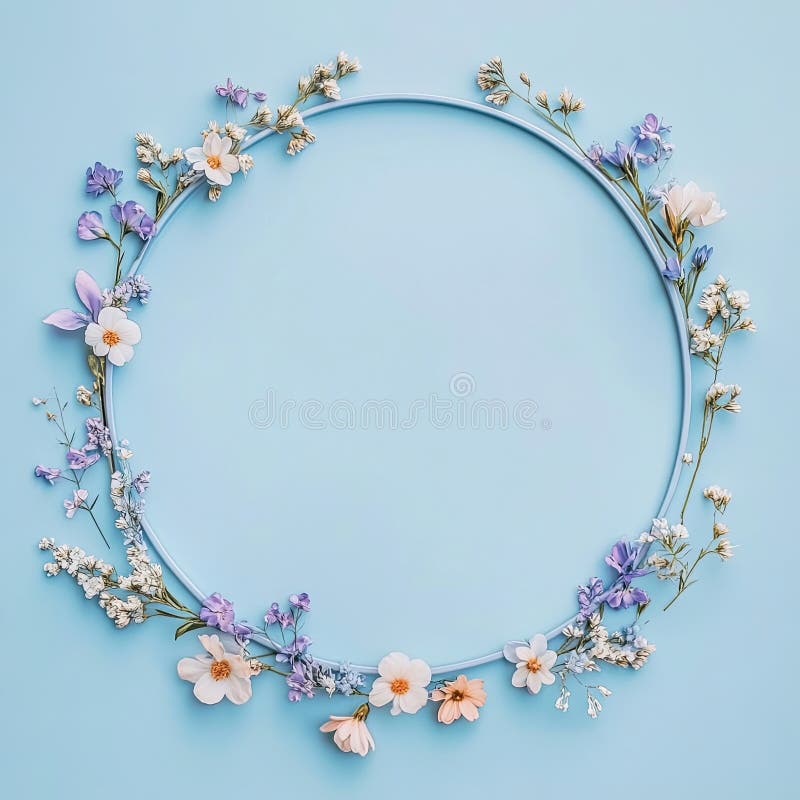 Floral Wreath Frame Pastel Flowers Stock Photo - Image of flowers ...