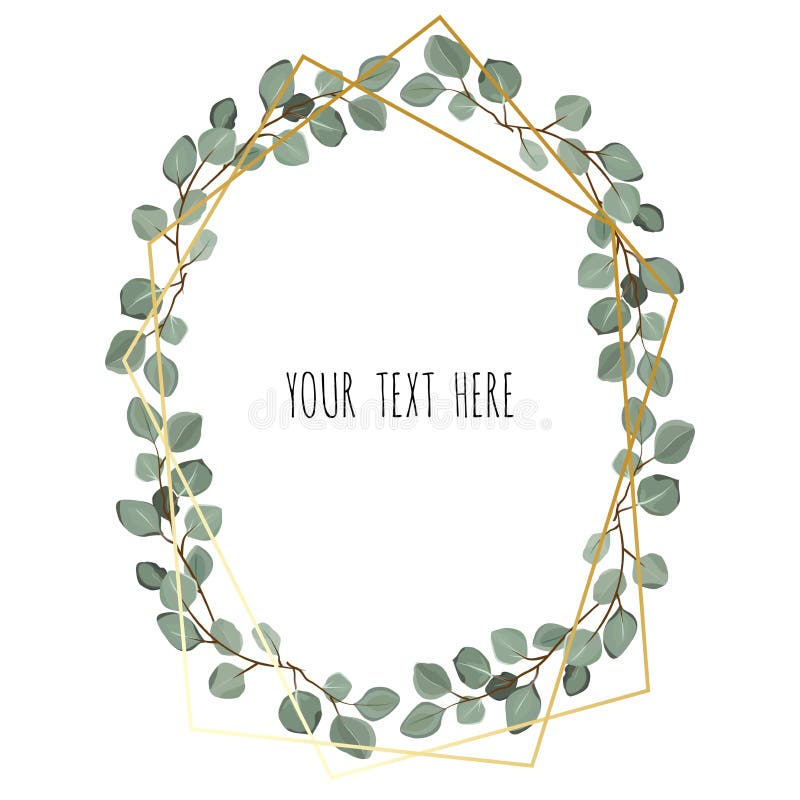 Floral Wreath with Green Eucalyptus Leaves. Frame Border with Copy ...