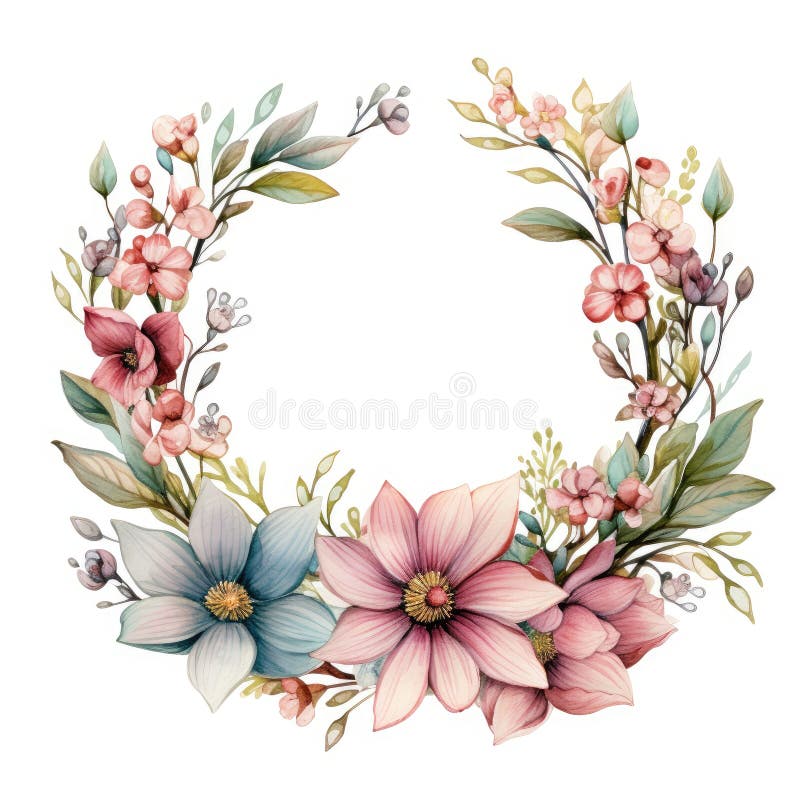 Floral Wreath Isolated on White , AI Generated Stock Illustration ...