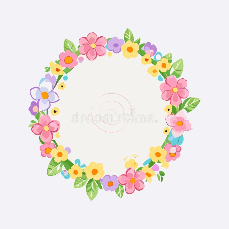 Floral Wreath. Round Frame with Flowers Illustration. Stock ...