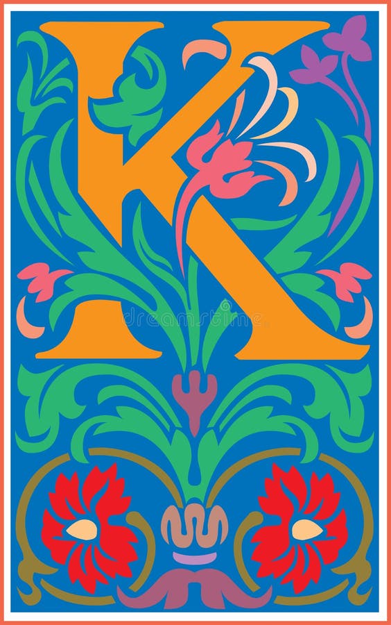 Florece La Letra Decorativa K En Color Ilustración del Vector ...