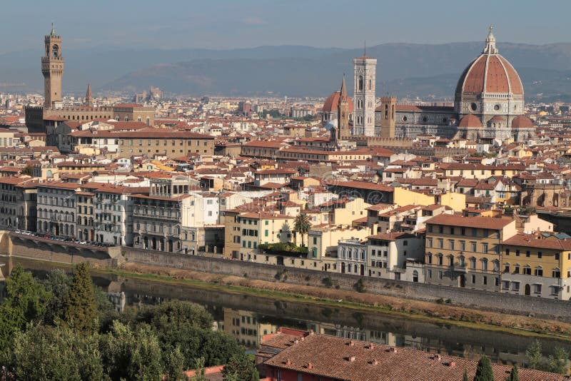 Florence City Center from Michelangelo Piazza Stock Image - Image of ...