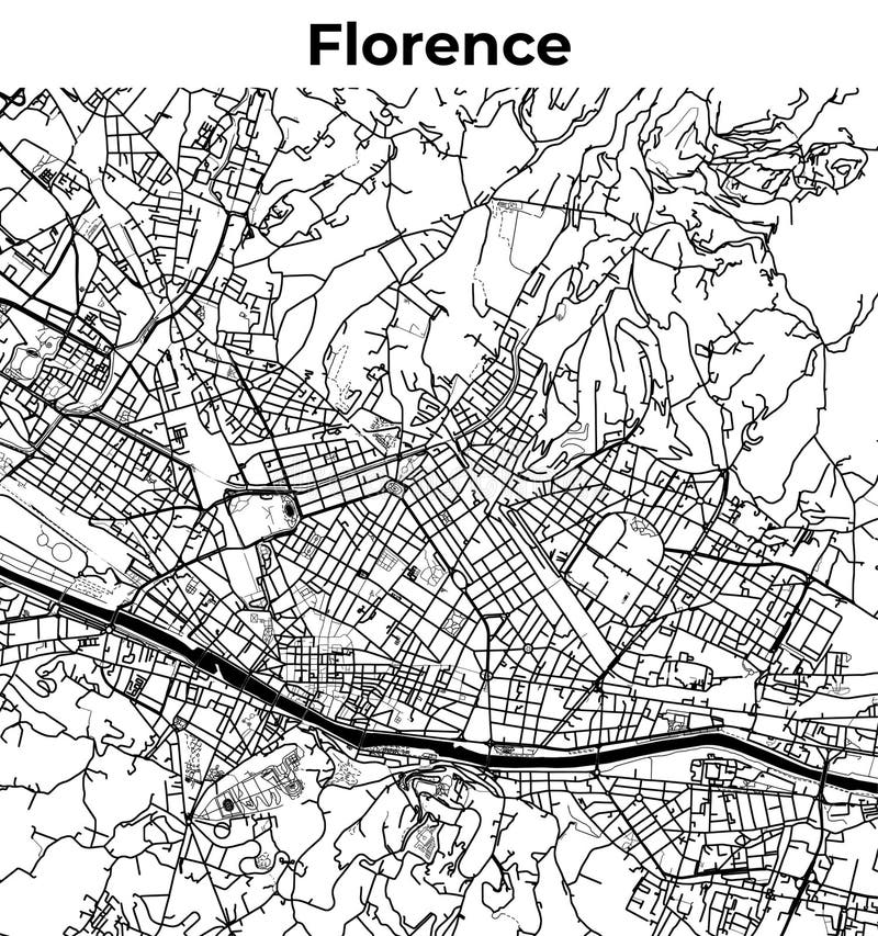Florence City Map, Cartography Map, Street Layout Map Stock Vector - Illustration of cityscape ...