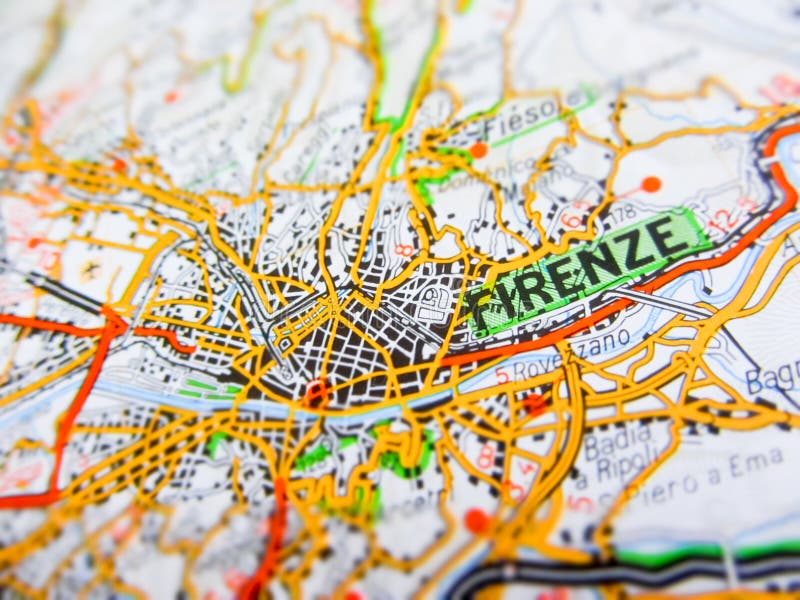 Florence City Over a Road Map ITALY Stock Image - Image of firenze ...