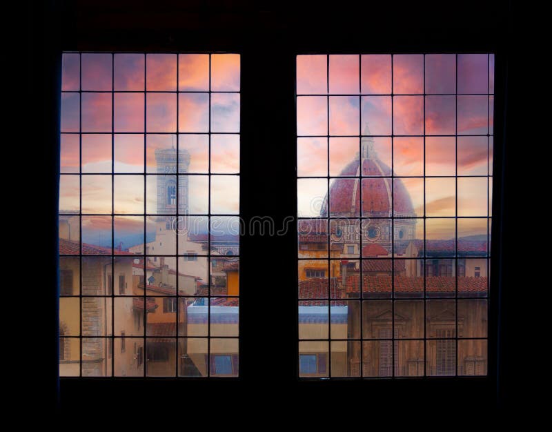 Florence Duomo at Sunset from a Window of Palazzo Vecchio Stock Image ...