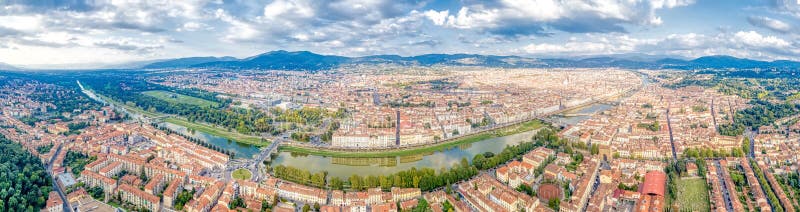Florence Firenze Aerial Panoramic Shot from Drone at the Day Stock ...