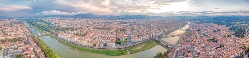 Florence Firenze Aerial Panoramic Shot from Drone at the Day Stock ...