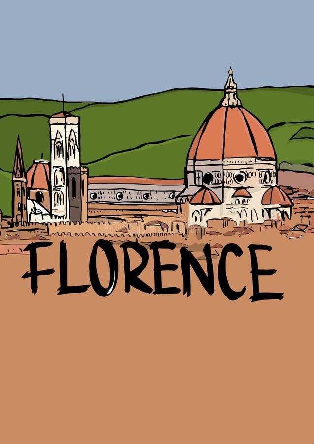 Florence stock illustration. Illustration of town, hills - 49912091