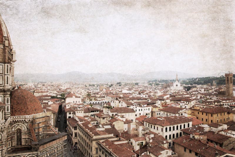 Florence, Image in Old Color Style Stock Photo - Image of giotto ...