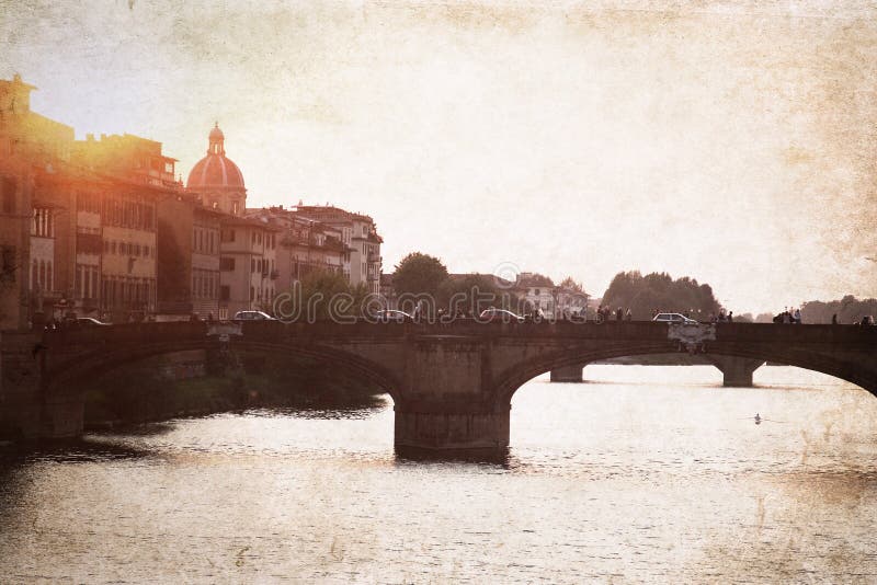 Florence, Image in Old Color Style Stock Image - Image of water ...