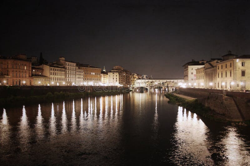Florence, Image in Old Color Style Stock Photo - Image of bridge, retro ...