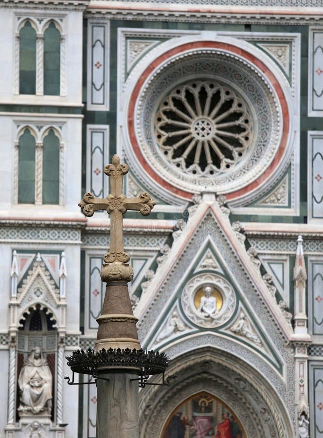 Florence Italy Cross with the Background of the Cathedral Stock Photo ...