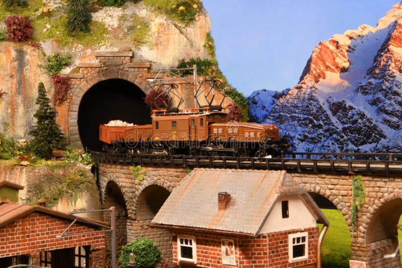 Florence, ITALY - December 2019: Miniature Railway Model with Trains ...