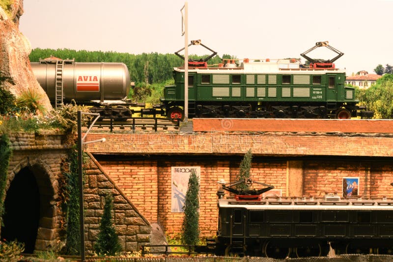 Florence, ITALY - December 2019: Miniature Railway Model with Trains ...
