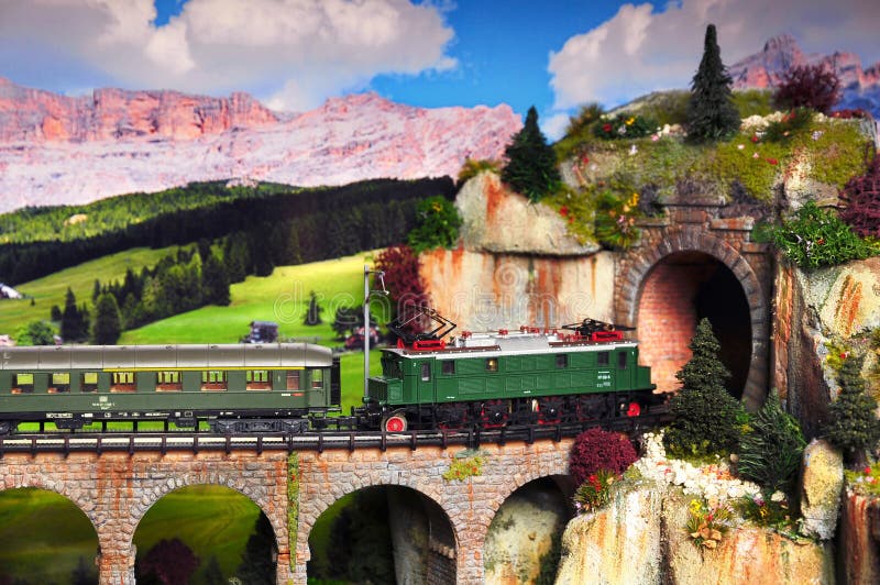 Florence, ITALY - December 2019: Miniature Railway Model with Trains ...