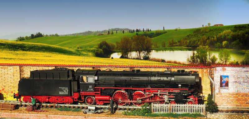 Florence, ITALY - 18 March 2019: Miniature Railway Model with Trains ...