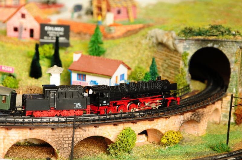 Florence, ITALY - 18 March 2019: Miniature Railway Model with Trains ...