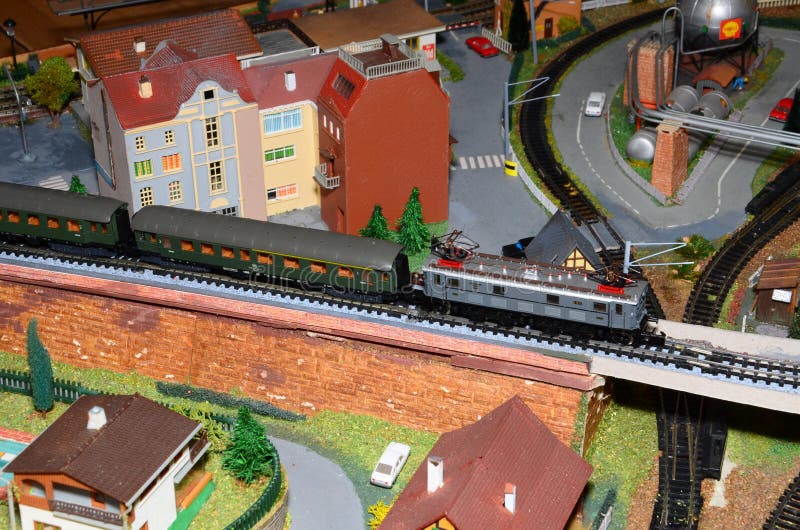 Florence, ITALY - 18 November 2018: Miniature Railway Model with Trains ...