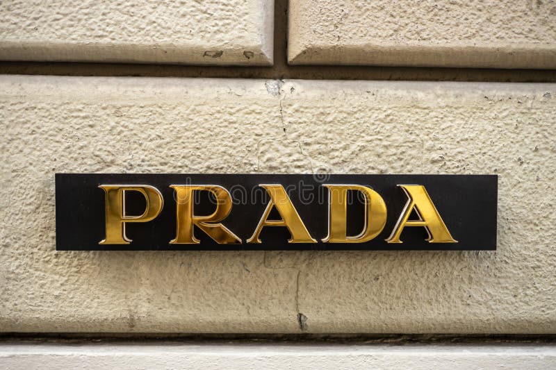 17.03.2023 Florence, Italy - Prada Brand Sign on the Facade of a Store ...