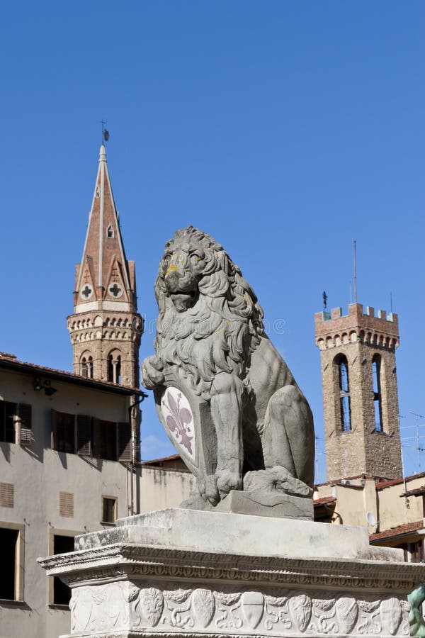 Florence, Lion of the Loggia Dei Lanzi or the Signoria Stock Image ...