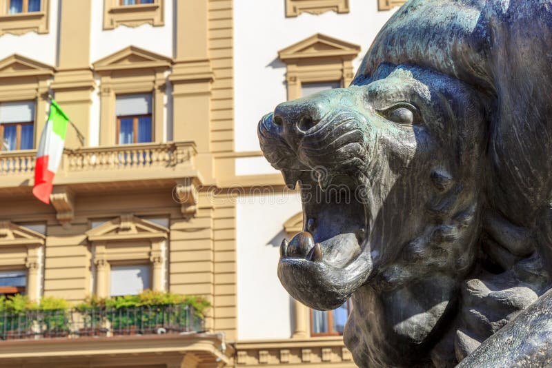 Florence, Lion of the Loggia Dei Lanzi or the Signoria Stock Image ...