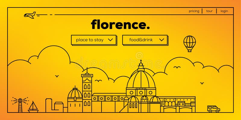 Florence Modern Web Banner Design Con Horizonte Linear Del Vector Stock ...