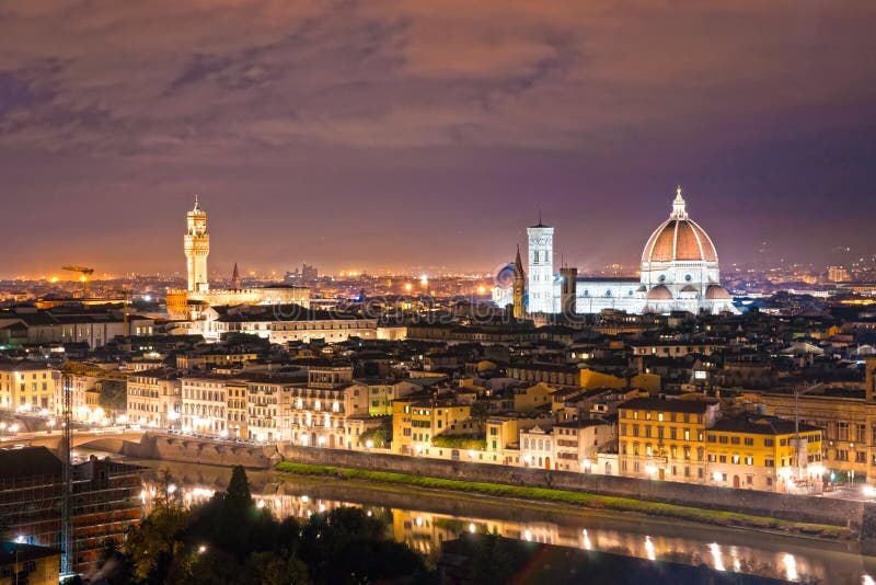 Florence at night, Italy. stock image. Image of golden - 28567075