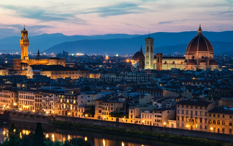 Florence Night View, Tuscany, Italy Stock Photo - Image of culture ...