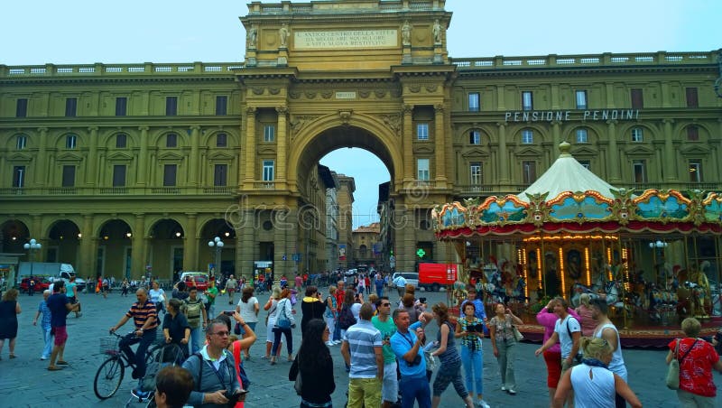 Florence. Republic Square. editorial image. Image of culture - 54106980