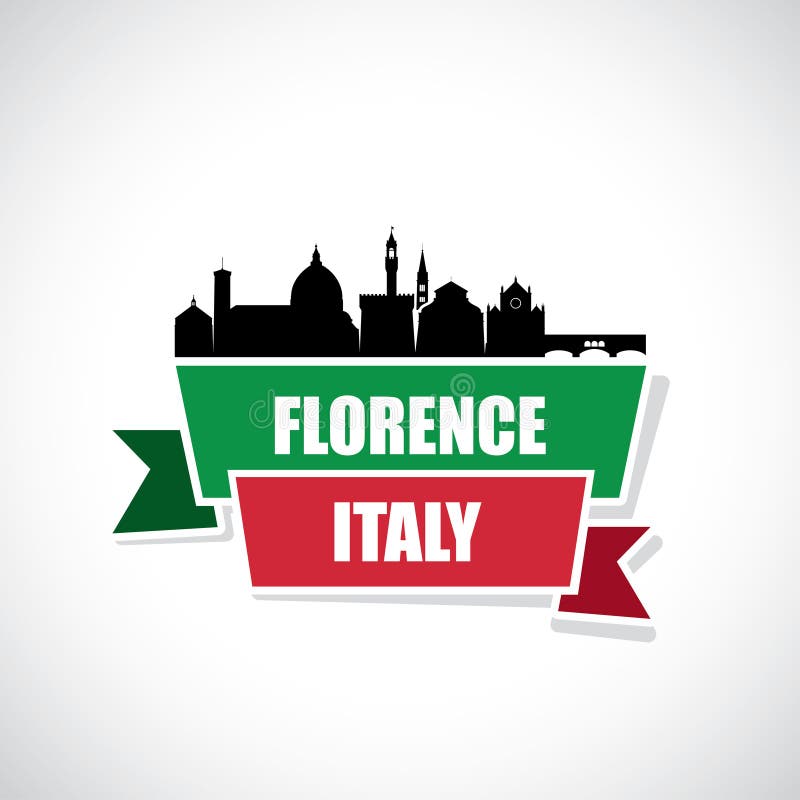 Florence Skyline - Italy Ribbon Banner - Vector Illustration Stock ...