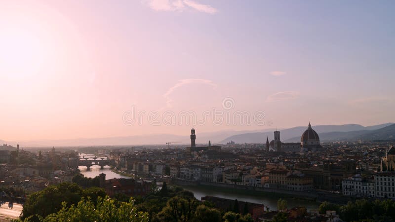Florence in the Sunset Rays of the Sun Stock Photo - Image of bridge ...