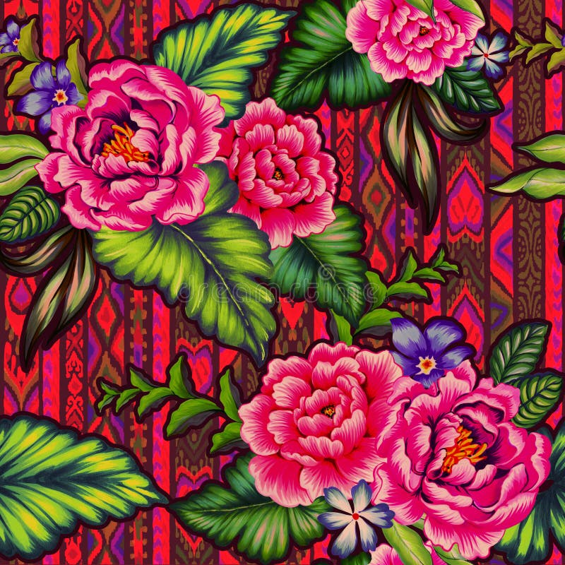 Flores Populares Con El Fondo Azteca Stock de ilustración - Ilustración ...