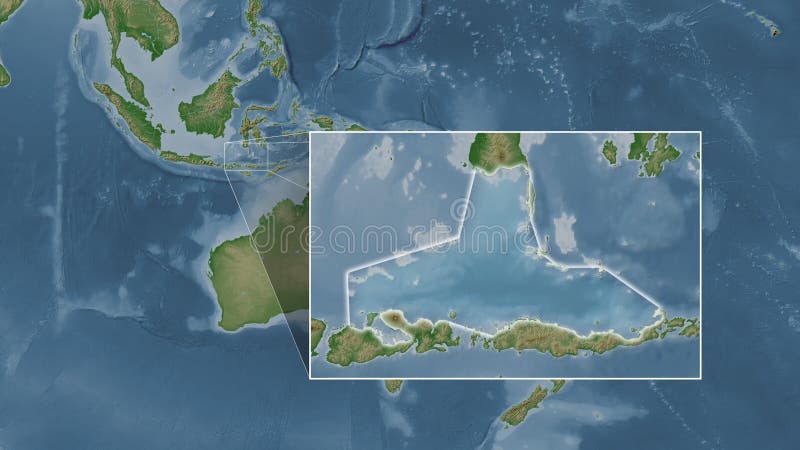 Flores Sea. Pale Map. Patterson Cylindrical. Diagram Stock Footage ...