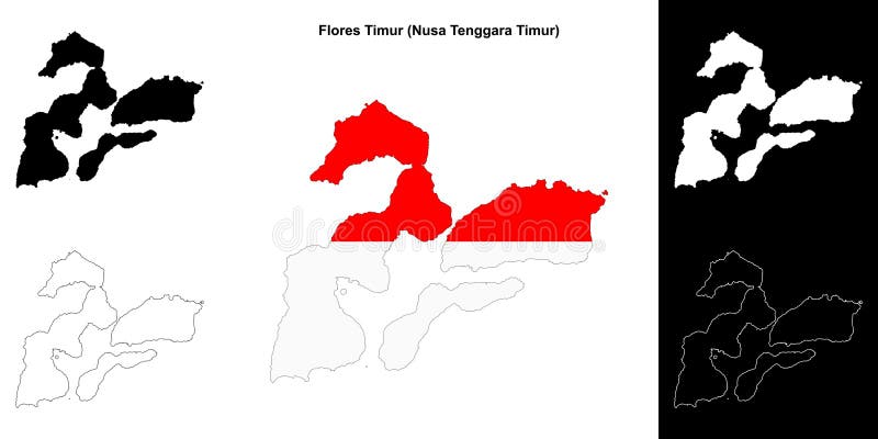 Flores Timur outline map stock illustration. Illustration of tenggara ...