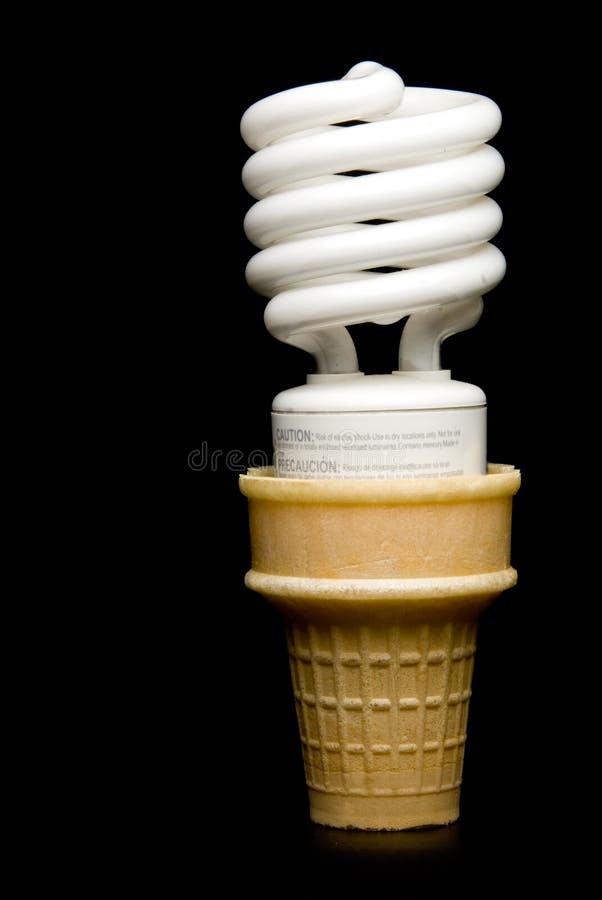 Florescent Light Bulb Ice Cream Cone Stock Image - Image of electric ...