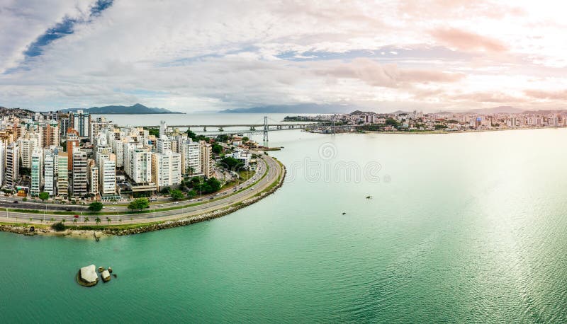 Florianopolis coastline stock image. Image of buildings - 260754897