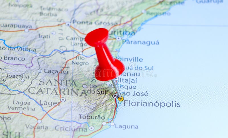 Florianopolis, Santa Catarina, Brazil Pin on Map Stock Image - Image of ...