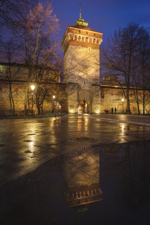 Florianska Gate in Krakow stock image. Image of blue - 195077873