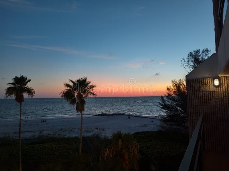 Florida Beach Sunset Palms Ocean Stock Photo - Image of palms, ocean ...
