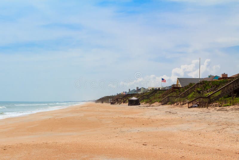 Florida Beach with Wooden Ocean Access Stock Image - Image of blue ...
