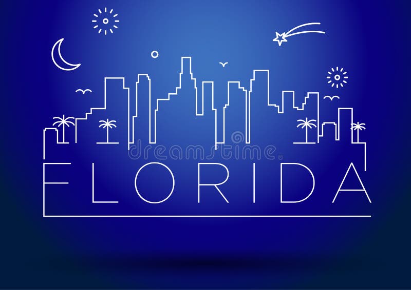 Florida City Line Silhouette Typographic Design Stock Illustration ...
