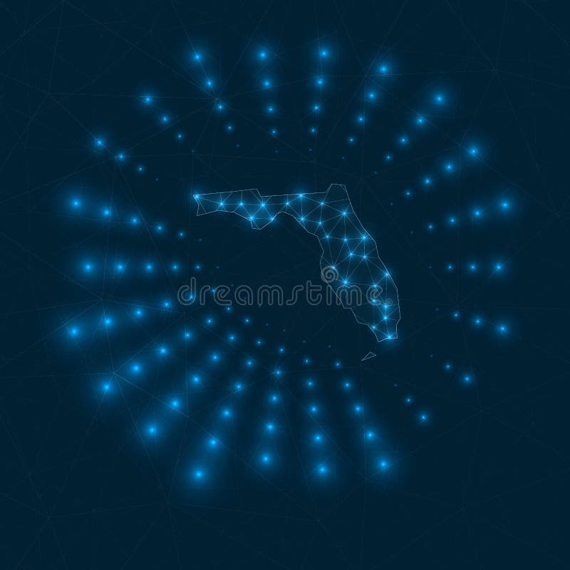 Florida digital map. stock vector. Illustration of mesh - 183708221