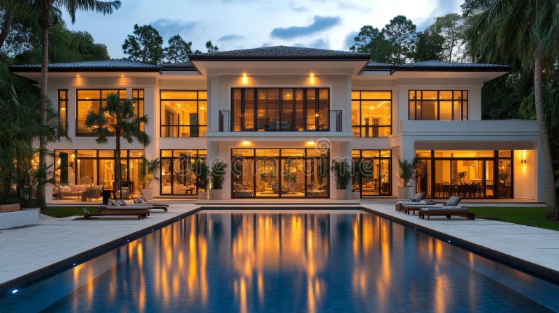 Florida Dream Homes: Elegant Modern Design, Bright Exterior Stock Image ...