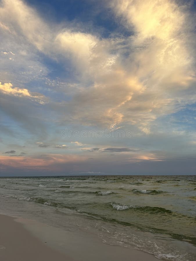 Florida Emerald Coast Sunset Stock Image - Image of sunlight, shore ...