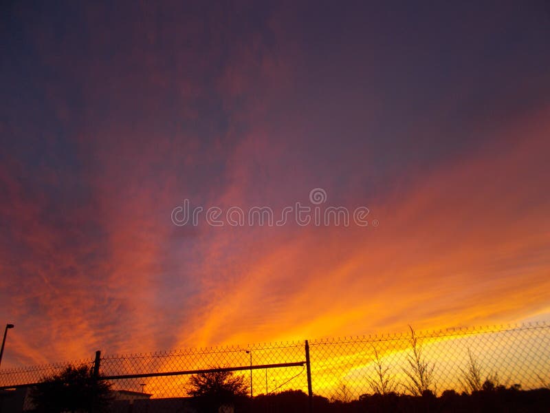 Florida Evening Sunset Fire Sky Stock Photo - Image of fence, orange ...