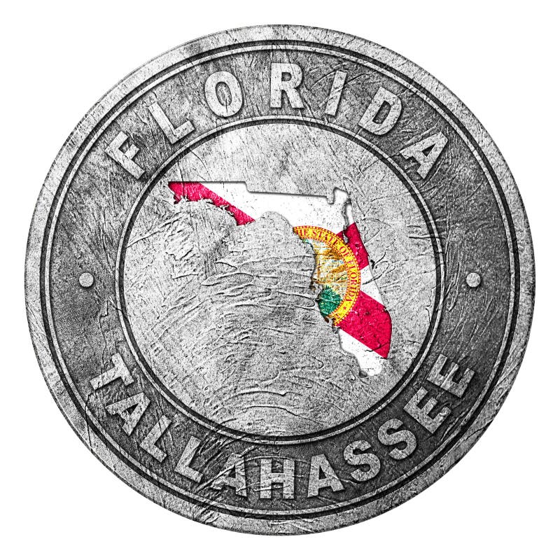 Florida Flag Button with Map Stock Illustration - Illustration of icon ...